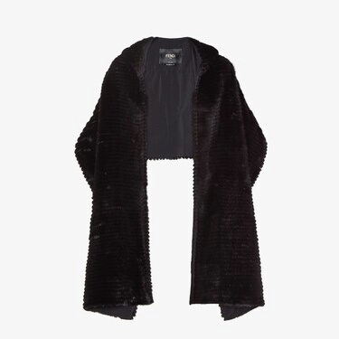 Fendi Mink And Silk Crêpe De Chine Scarf - Black