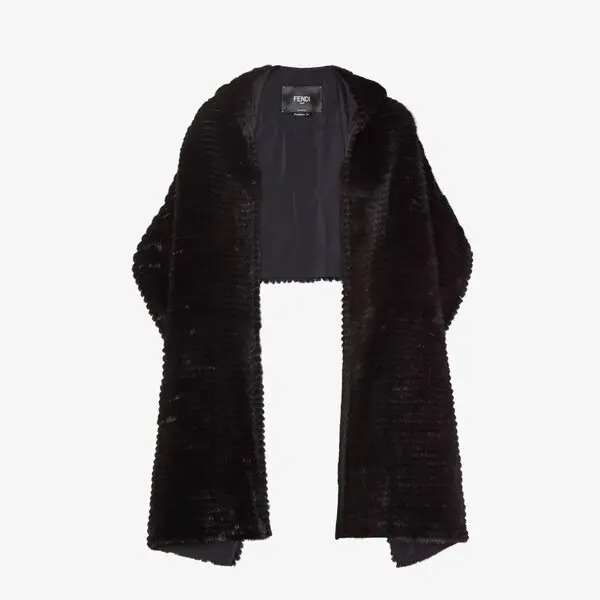 Fendi Mink And Silk Crêpe De Chine Scarf - Black