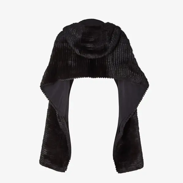 Fendi Mink And Silk Crêpe De Chine Scarf - Black