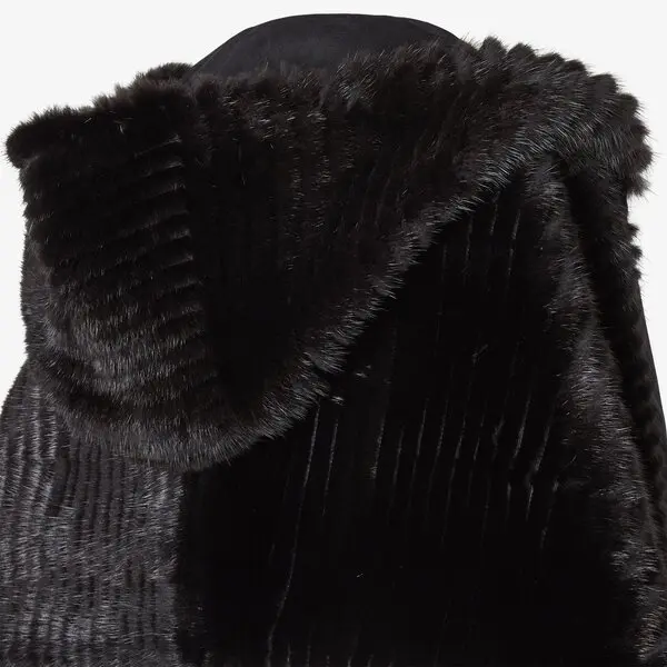 Fendi Mink And Silk Crêpe De Chine Scarf - Black