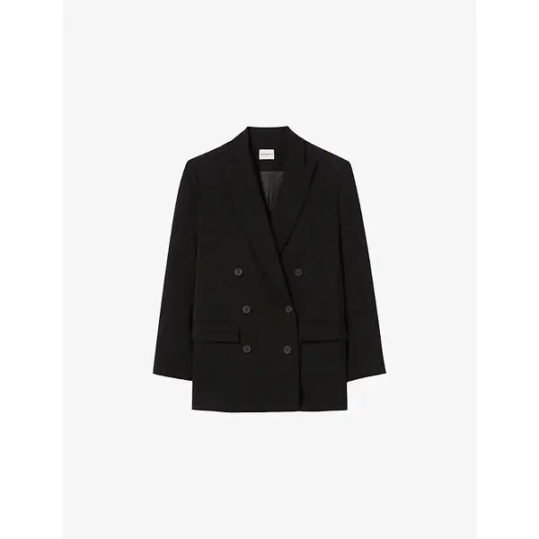 Claudie Pierlot Peak-lapel Double-breasted Stretch-woven Blazer