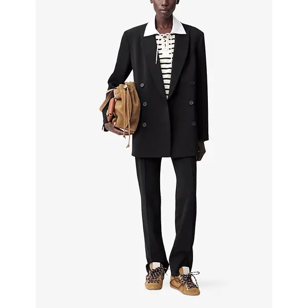 Claudie Pierlot Peak-lapel Double-breasted Stretch-woven Blazer