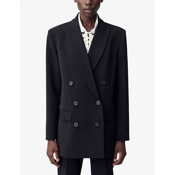Claudie Pierlot Peak-lapel Double-breasted Stretch-woven Blazer