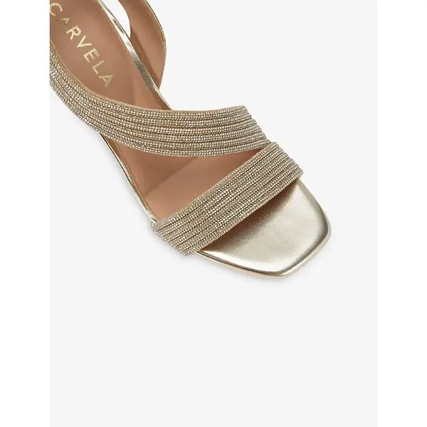 Carvela Gala Woven Heeled Sandals - Gold