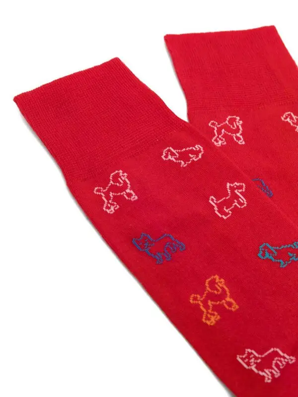 Paul Smith Dog-pattern Socks - Red