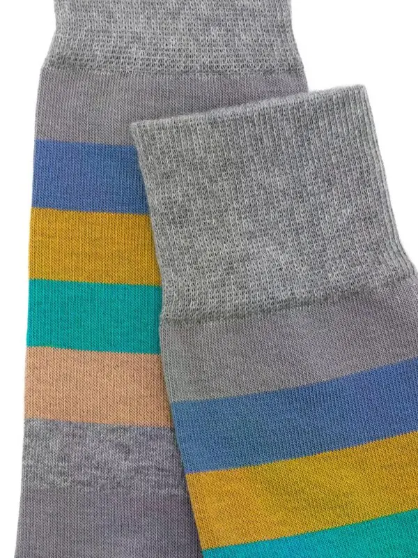 Paul Smith Logo-print Striped Crew Socks - Grey