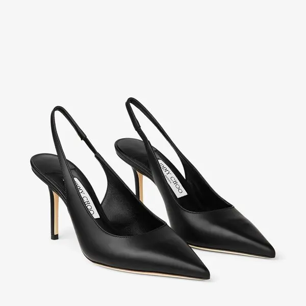 JIMMY CHOO Love Sling 85 Calf Leather Slingbacks - Black