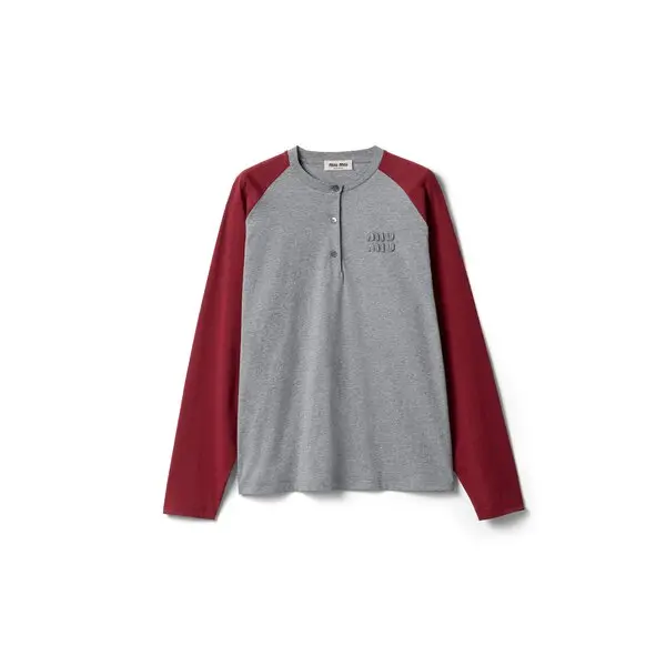 Miu Miu Cotton Jersey Henley Shirt