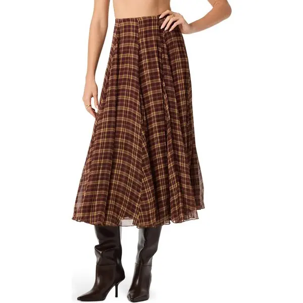 Astr The Label Fiori Plaid Skirt - Brown Plaid