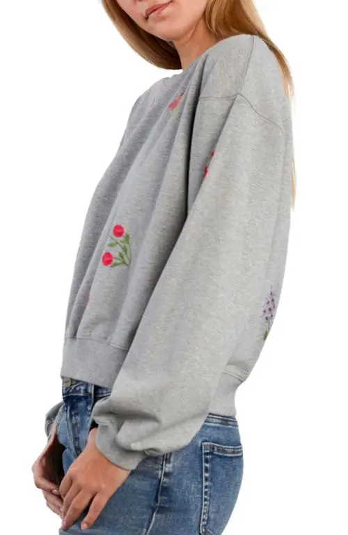 BILLY T Flower Burst Embroidered Cotton Sweatshirt - Powder Grey