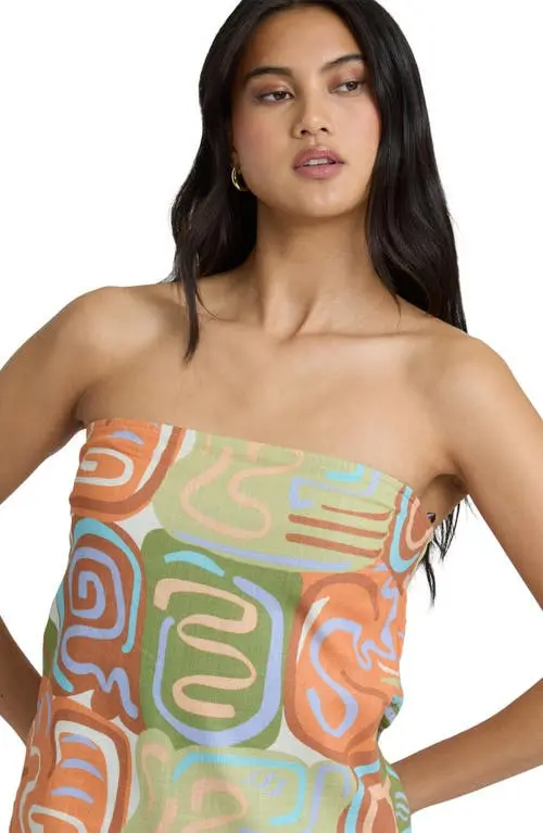 BILLABONG Strapless Cotton Minidress - Orange Multi