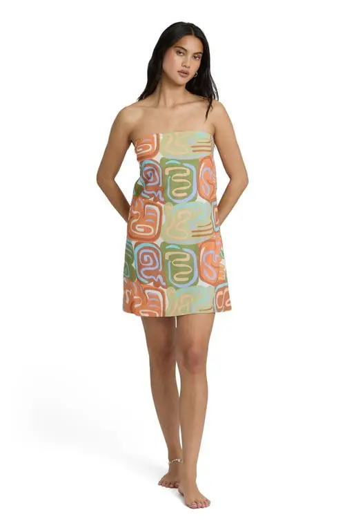 BILLABONG Strapless Cotton Minidress - Orange Multi