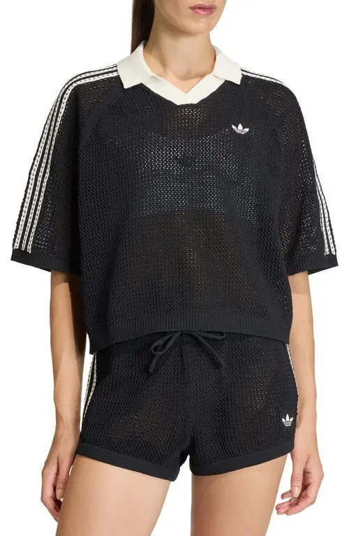 ADIDAS ORIGINALS Open Stitch Polo - Black