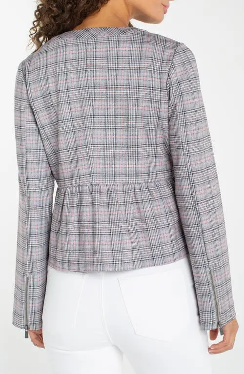 LIVERPOOL Plaid Peplum Zip Jacket