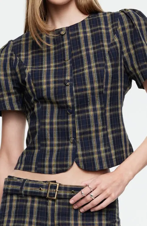 Lioness Plaid Button-up Top