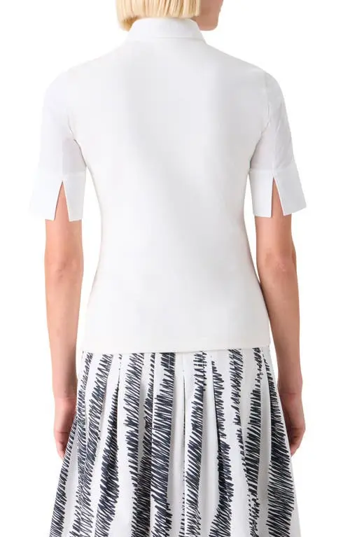 Akris Mixed Media Stretch Cotton Polo Shirt - Cream