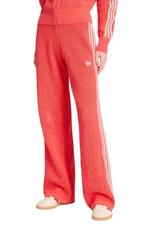 ADIDAS ORIGINALS Firebird Open Knit Track Pants - Semi Lucid Red