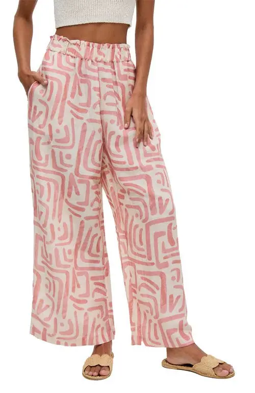 RAFFYA Printed Wide Leg Trousers