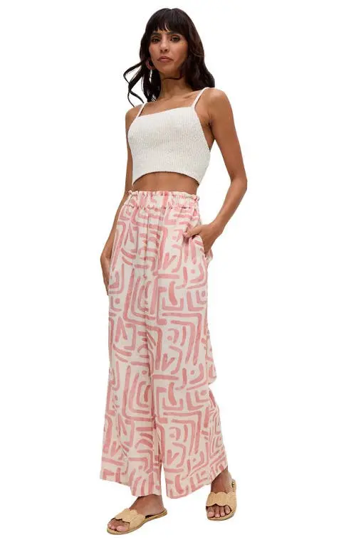 RAFFYA Printed Wide Leg Trousers