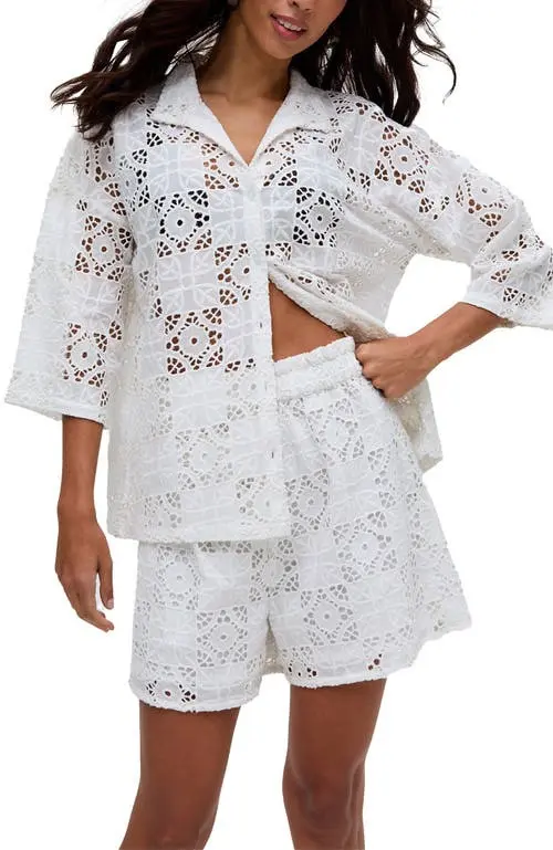 RAFFYA Shelli Broderie Anglaise Shirt - White