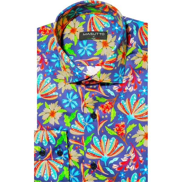 MASUTTO Edden Flower Print Button-up Long Sleeve Shirt