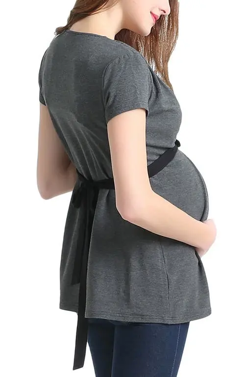 KIMI + KAI Maternity Colorblock Nursing Top - Gray