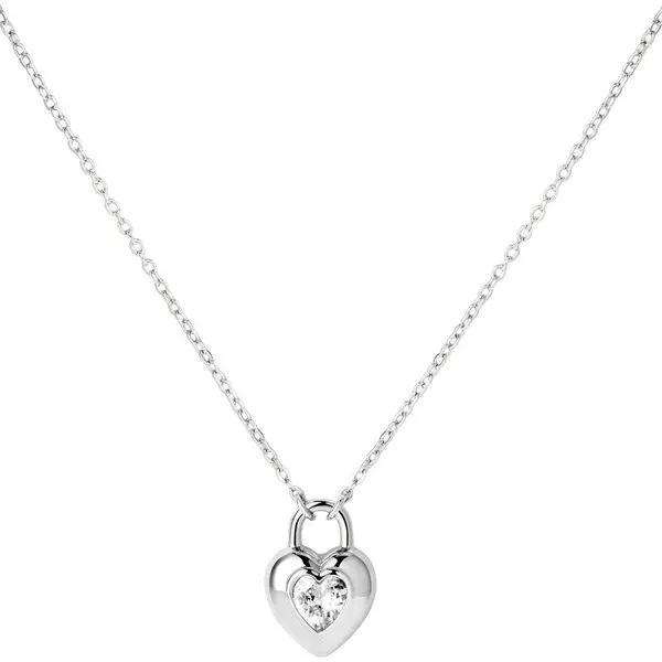 MADE BY MARY Cz Heart Pendant Necklace - Silver