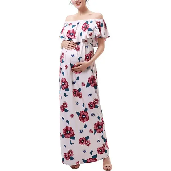 KIMI + KAI Marina Off-the-shoulder Maternity Nursing Maxi Dress