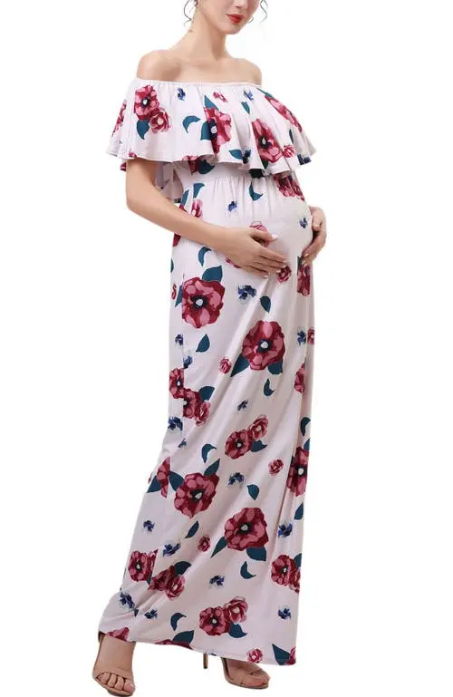 KIMI + KAI Marina Off-the-shoulder Maternity Nursing Maxi Dress