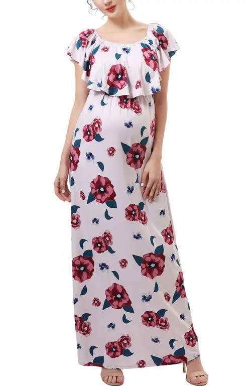 KIMI + KAI Marina Off-the-shoulder Maternity Nursing Maxi Dress