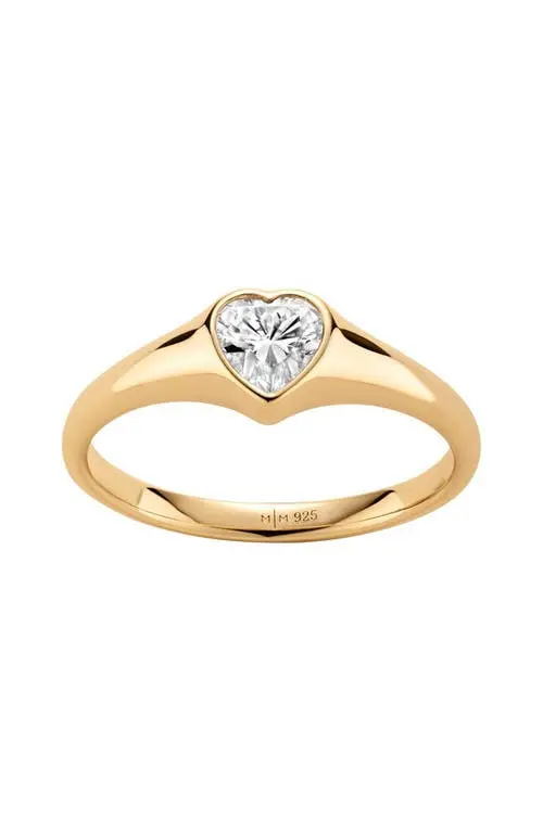 MADE BY MARY Cz Heart Signet Ring - Gold