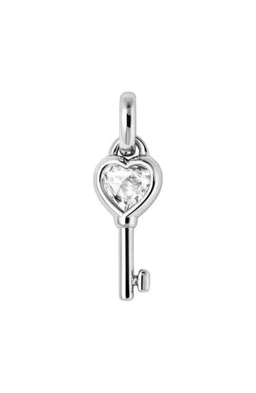 MADE BY MARY Cz Heart Key Charm - Silver