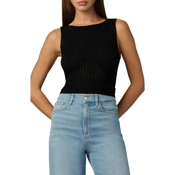 Joe's Jeans Openwork Boat Neck Tank - Black