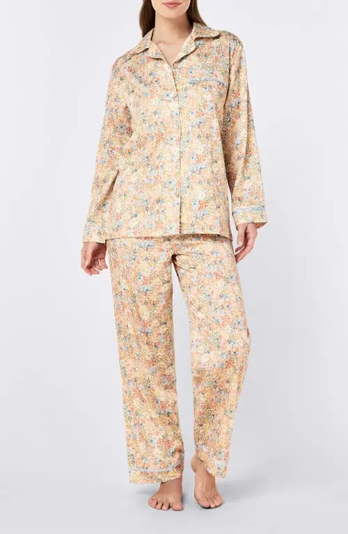 PAPINELLE Carly Floral Print Cotton Sateen Pajamas - Honey Yellow