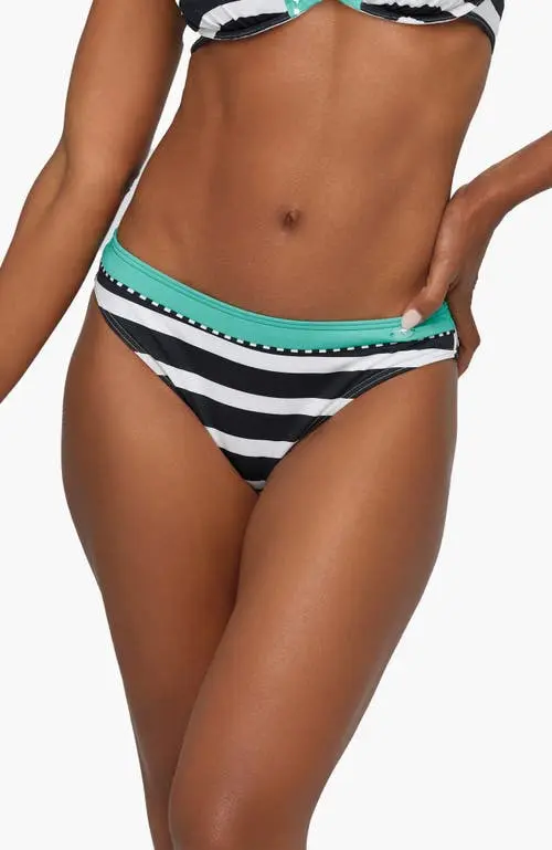 LASCANA Striped Bikini Bottom - Black & Mint