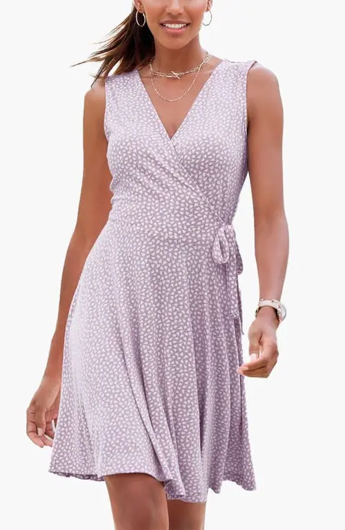LASCANA Wrap Look A-line Dress - Lilac Printed