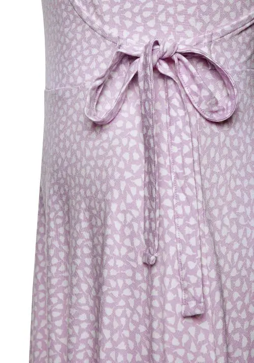 LASCANA Sleeveless Wrap Front Floral Print Jersey Dress - Lilac Printed