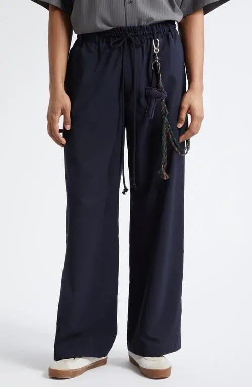 SONG FOR THE MUTE Relaxed Wool Blend Lounge Pants - Navy