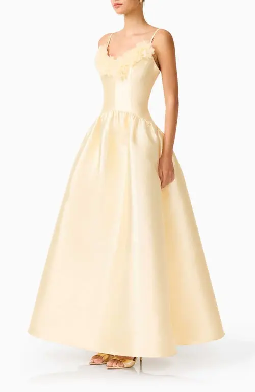 ELLIATT Ruffle Sateen Fit & Flare Gown