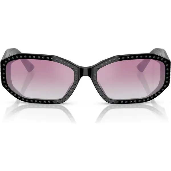 JIMMY CHOO 56mm Oval Sunglasses - Black/silver Night