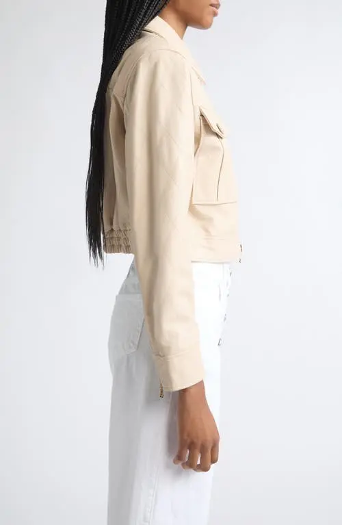 L'Agence Micah Quilted Leather Crop Jacket - Biscuit