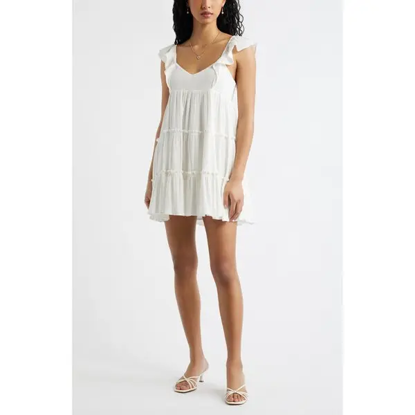 Bp. Flutter Sleeve Mini Sundress - Ivory