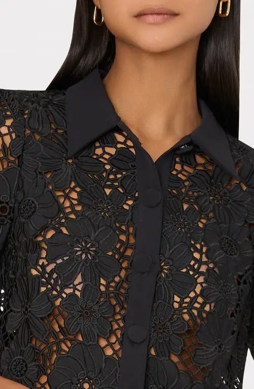 MILLY Addison Lace Crop Shirt