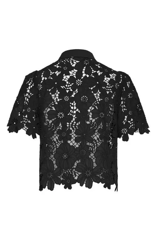 MILLY Addison Lace Crop Shirt