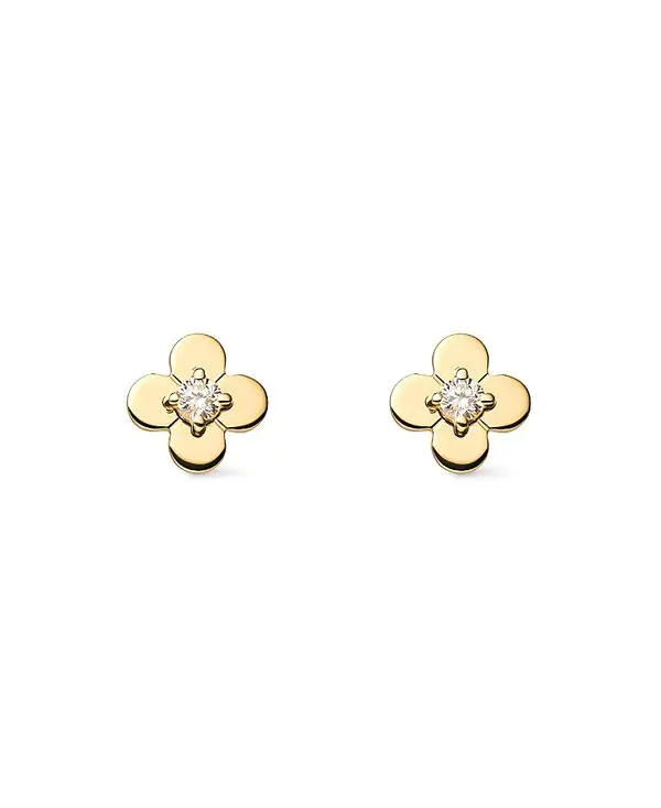 ANA LUISA Solid Yellow Gold Flower Stud Earrings - Gold/diamond
