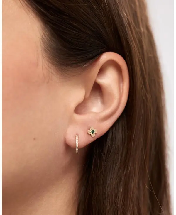 ANA LUISA Solid Yellow Gold Flower Stud Earrings - Gold/emerald