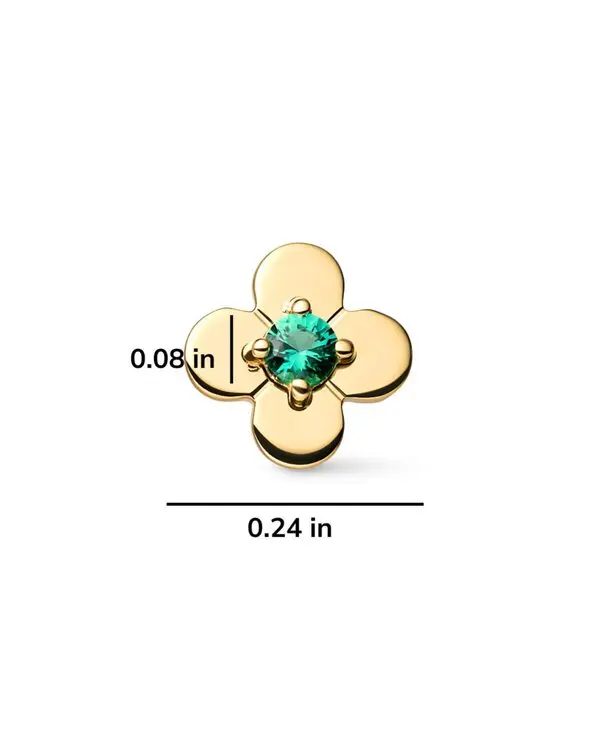 ANA LUISA Solid Yellow Gold Flower Stud Earrings - Gold/emerald