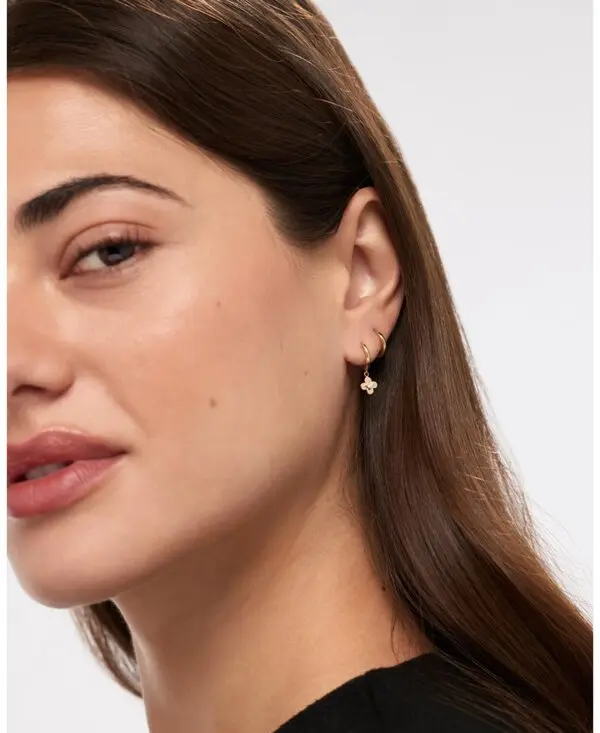 ANA LUISA Solid Gold Flower Drop Earrings - Gold/diamond