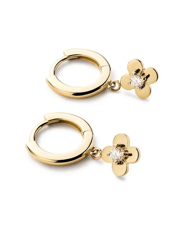 ANA LUISA Solid Gold Flower Drop Earrings - Gold/diamond