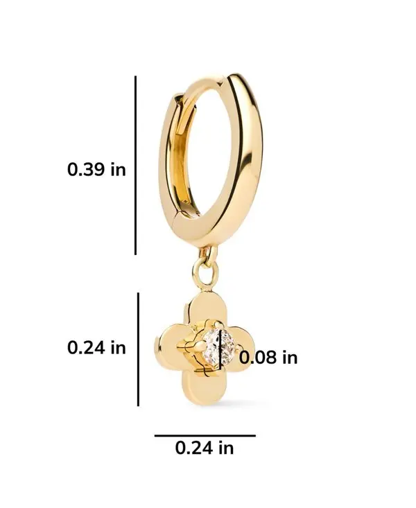 ANA LUISA Solid Gold Flower Drop Earrings - Gold/diamond